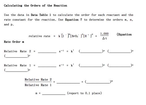 solved data table 1 enter reactant concentrations from the