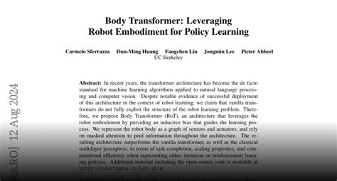 Paper Page Body Transformer Leveraging Robot Embodiment For Policy