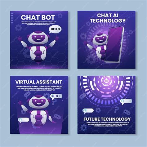 Premium Vector Four Posters For Virtual Assistant And Virtual Assistant