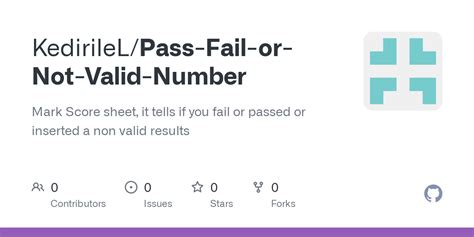 Github Kedirilelpass Fail Or Not Valid Number Mark Score Sheet It