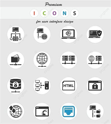 Server Icon Set Computer Cloud Security Vector Computer Cloud
