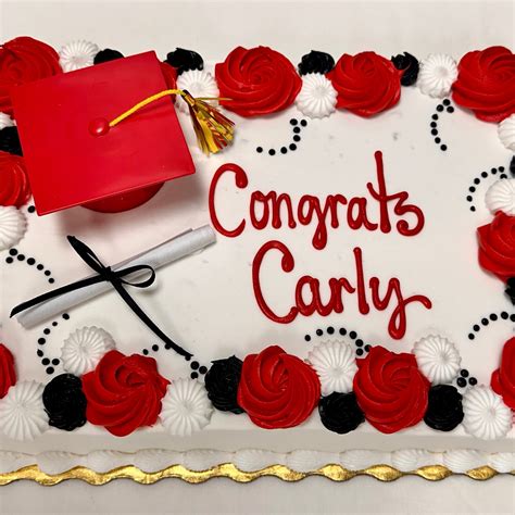 Graduation Rosette Border Sheet Cake Dorothy Ann Bakery And Cafe