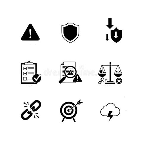 Set Of Black Icons Security Risk And Success Concepts Stock