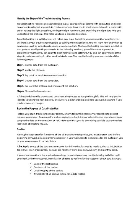 Troubleshootingprocess Identify The Steps Of The Troubleshooting Process Troubleshooting