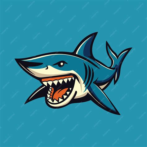 Icono De Tiburón En Un Fondo Azul Vector Premium