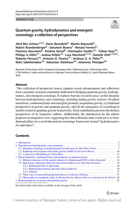 Quantum Gravity Hydrodynamics And Emergent Cosmology A Collection Of