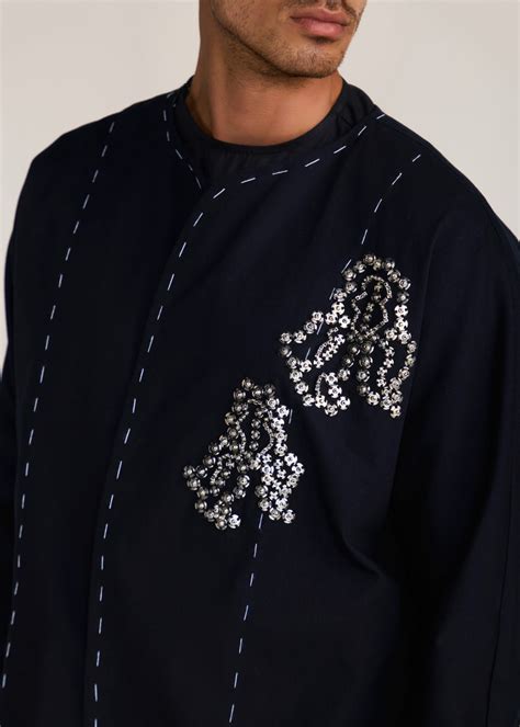 Rosani The Cohors Shacket In Black Black Cotton Shacket With Metallic