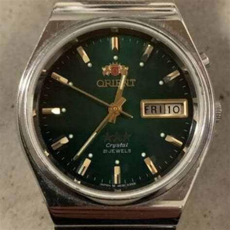 Vintage Orient Crystal 21 Jewels Green Face 3 Stars Watchcharts