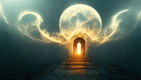 Premium Photo Gate In Dim Clouds In An Empty Room Portal To Another