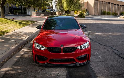 Bmw M3 F80 Vista De Frente Exterior Rojo M3 F80 Tuning M3 F80