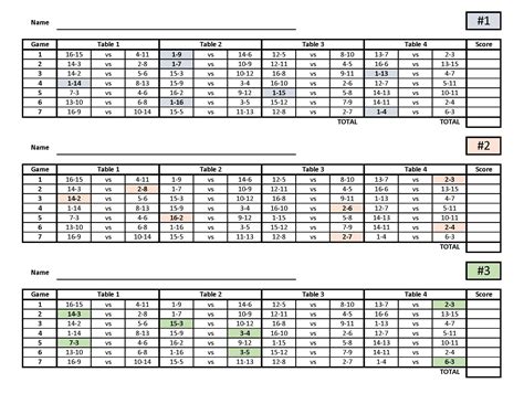 16 Player Euchre Tournament Score Sheet And Rotations Pdf Printable