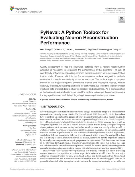 Pdf Pyneval A Python Toolbox For Evaluating Neuron Reconstruction