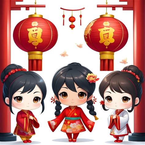 Premium Photo Chinese New Year Cartoon Festive Lunar New Year
