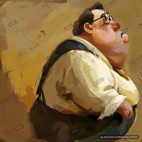 Ai创作图卡通胖大叔 Q版胖哥形象 卡通胖胖图片 肥胖大叔 肥胖大哥 休闲风胖哥 原创厚涂 油人物插画 胖员外 卡通写实漫画人物设计 胖大叔