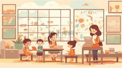 学校学生老师插画图片 千库网