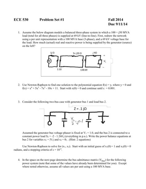 Ece Power Systems Problem Set 1 Fall 2014