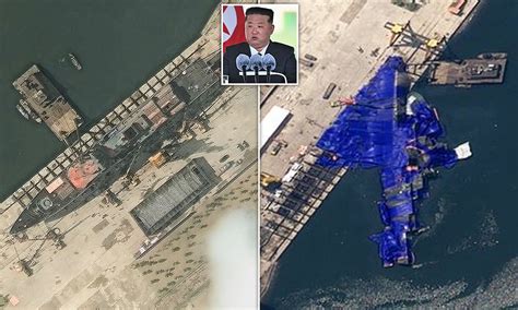 North Korea Appears To Hide Sunken Warship Under Tarpaulins Daily