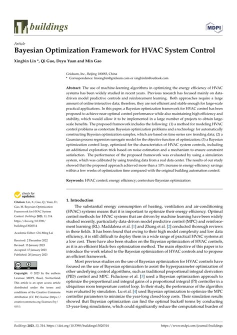 Pdf Bayesian Optimization Framework For Hvac System Control