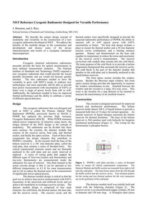 Nist Reference Cryogenic Radiometer Designed For Pmodwrc