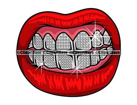 Lips Diamond Teeth Grill Biting Svg Design Mouth Hip Hop Rap Etsy