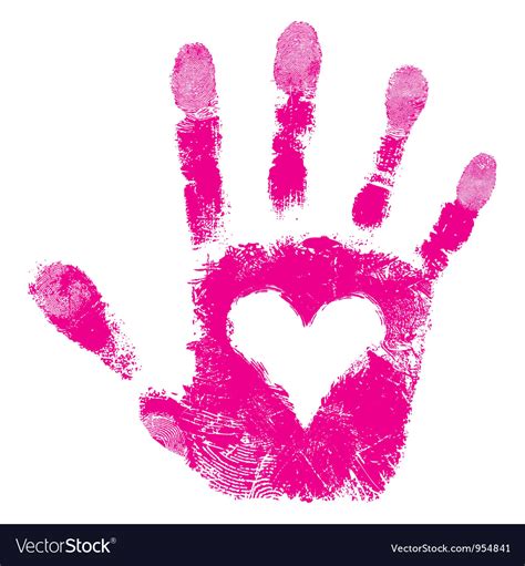 Heart In Hand Print People Support Royalty Free Vector Image