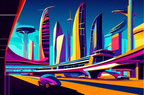 Futuristic Energyefficient Architecture Vector Illustration Premium
