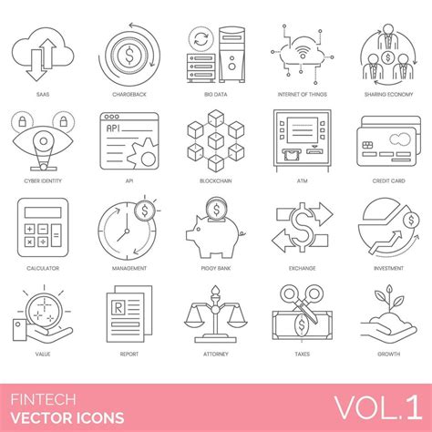 Fintech Vector Icon Set 40502522 Vector Art At Vecteezy