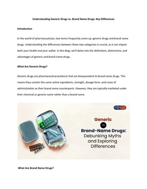 Ppt Generic Vs Brand Name Drugs Debunking Myths And Exploring