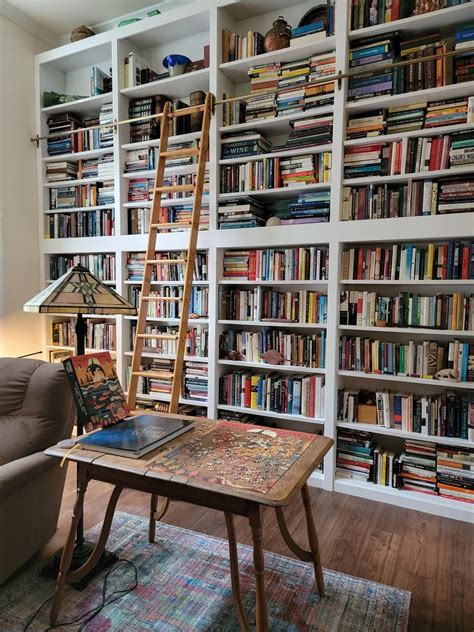 Cozy Home Library Design Ideas Home Library Ladder Bookshelves