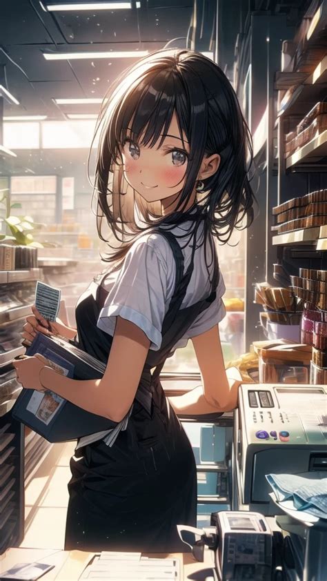 Young Woman Facing Forward Smile Standing Inside The Cash Register