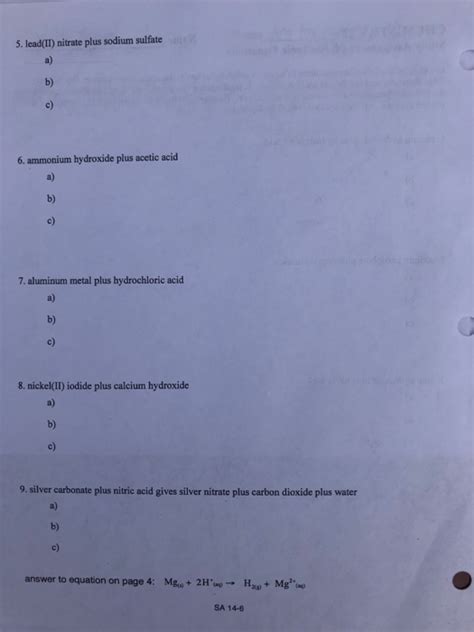 Solved 5 Lead Ii Nitrate Plus Sodium Sulfate B C 6