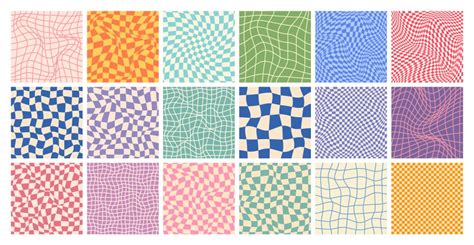 Groovy Checkered Pattern Colorful Distorted Tiled Vector Image