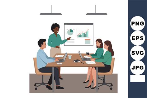 Business Team Meeting With Presentation Graphic By Designvectx