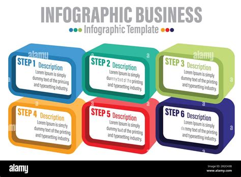 6 Steps Six 6 Option 3d Box Note Shape Elements With Steps Road Map