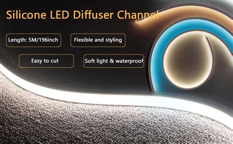 Dgliluan Canal Difusor Led De Silicona De 196 Pulgadas Difusor Led