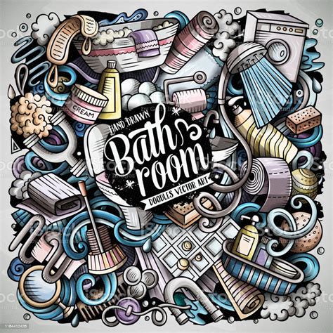 Bathroom Hand Drawn Vector Doodles Illustration Bath Room Poster Design