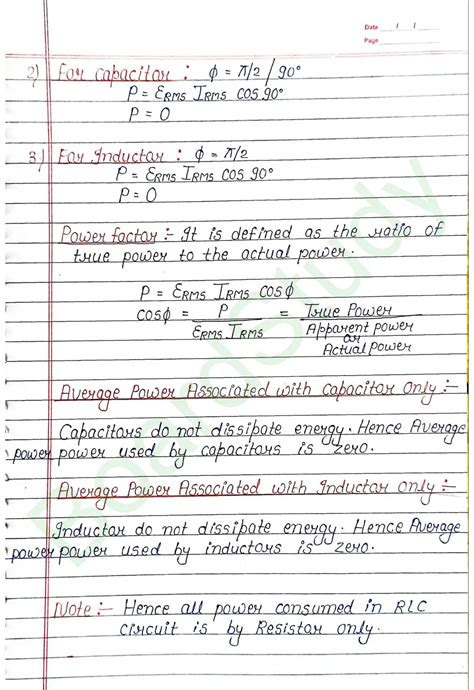 Ncert Class 12 Physics Chapter 7 Alternating Current Notes Handwritten