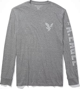 American Eagle Men Super Soft Long Sleeve Graphic T Shirt Xs Heather