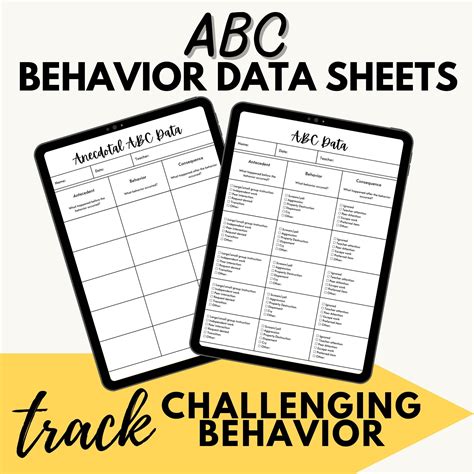 Abc Behavior Data Sheets Behavior Management Behavior Tracking