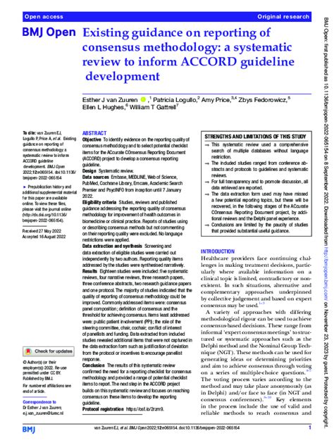 Pdf Existing Guidance On Reporting Of Consensus Methodology A Systematic Review To Inform
