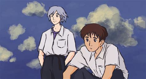 Shinji And Kaworu In An Ocean Waves Screen Cap Redraw R Evangelion