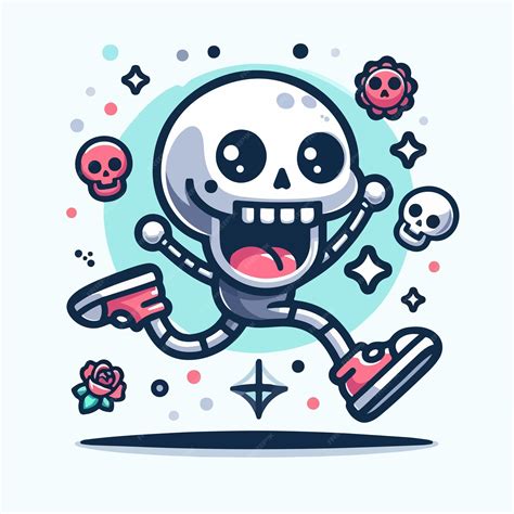Premium Vector Vector Cute Skull Is Happy In A Simple Cartoon Style