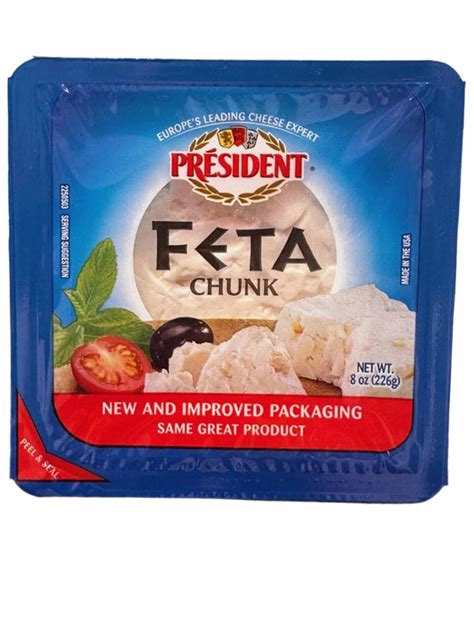 Presidents Kosher Feta Cheese Chunks 8 Oz Boxncase