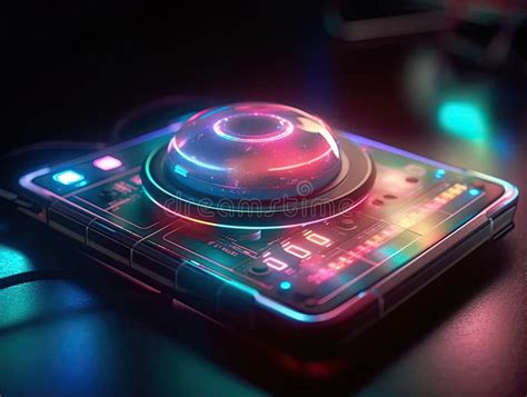 Futuristic Gadget With Holographic Display And Illuminated Buttons