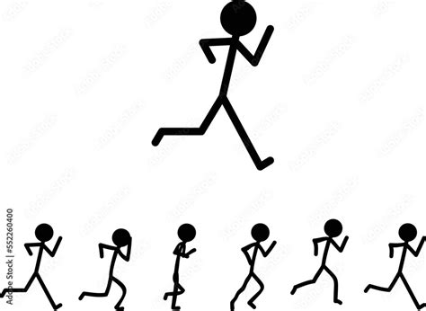 Stick Man Walk Cycle Step By Step Image Stock Vector Adobe Stock