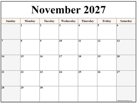November 2027 Calendar Free Printable Calendar