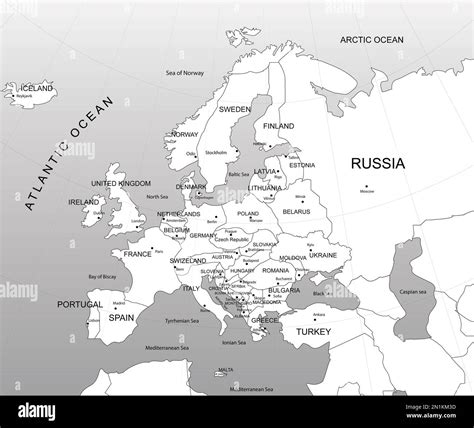 Mappa Europa Bianco E Nero