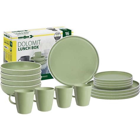 Brunner Lunch Box Dolomit Grün Geschirrset 16 Tlg Kaufen Bei Camping