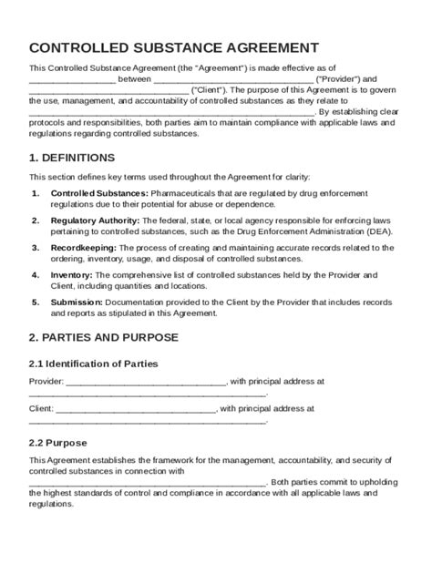 Controlled Substance Contract Template Fill Out And Sign Online Dochub