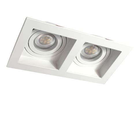 Akrah Recessed Spotlight Rectangular White With Bulb Replacement From The Front
